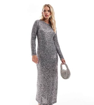 Never Fully Dressed Petite - Robe longue &agrave; sequins - Gris acier-Noir