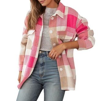 Generic Veste Femme Chic Et Elegant Veste Chemise D&eacute;contract&eacute;e en Flanelle Doubl&eacute;e Polaire pour Femmes - V&ecirc;tement Ext&eacute;rieur L&eacute;ger et Confortable Saison Automn