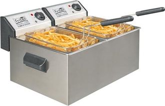 Fritel Fritel Profi 3855 Duo - Friteuse professionnelle - 2x 5L - Couvercle anti-poussi&egrave;re - Huile + graisse solide
