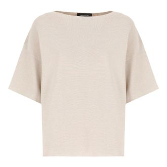 Fabiana Filippi Femme, Pulls, Beige, Taille: 34 FR Pull en coton beige avec d&eacute;tails lurex