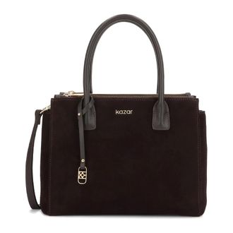Kazar Elegante Damenhandtasche von Kazar aus Wildleder und echtem Leder - - Bags - Damen - Braun - ONE SIZE