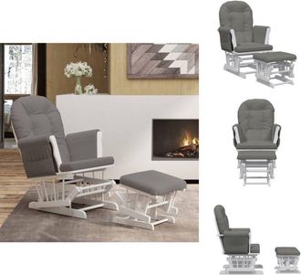 vidaXL Schaukelsessel mit Hocker Gleitend Dunkelgrau Stoff - Schaukelsessel - Relaxsessel - Glider Stuhl - Wickelstuhl - Stillstuhl