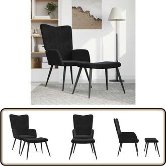 vidaXL Relaxsessel mit Hocker Schwarz Samt - Samtsofa - Sessel Schwarz - Lounge Chair - Beistelltisch - Relax Sessel