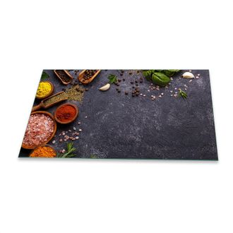 Decorwelt Herdabdeckplatte Abdeckung Ceranfeld Abdeckplatte Schneidebrett 1-Teilig 90x52 Gew&uuml;rze Mehrfarbig Spritzschutz Glasplatte Ceranfeldabdeckung Schutz He