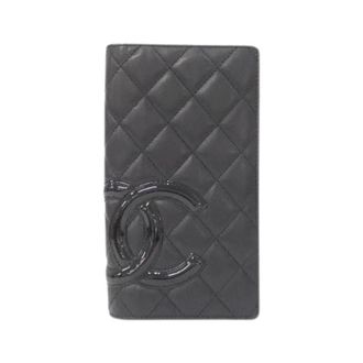 Chanel Portefeuille long Cambon Line en cuir de veau doccasion - Femme - Pre-owned - Noir - Taille: ONE Size