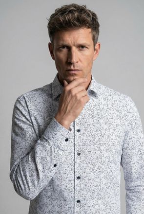 Olymp Langarmhemd OLYMP Luxor, Herren, Gr. 39, N-Gr, wei&szlig;, Web, Obermaterial: 64% Baumwolle, 27% Polyester, 9% Elasthan, normal, 2-Knopf-Manschette, Hemden,