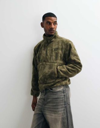 Vans Shepard Half-Zip-Polar-Fleece mit Viertelrei&szlig;verschluss - Olive-Gr&uuml;n