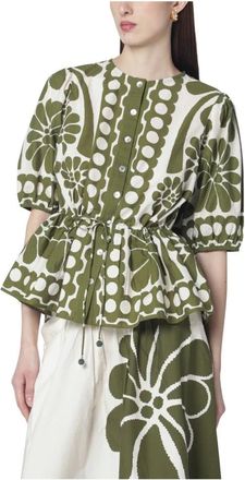 Farm Rio Farm Rio, Femme, Blouses et Chemises, Vert, Taille: 36 FR Palermo Blouse