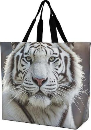 Generic Tigre Blanc Sac Fourre Tout Imperm&eacute;able Sacs De Courses D&eacute;contract&eacute; Sac A Main Femme Pour Quotidienne Voyage Shopping