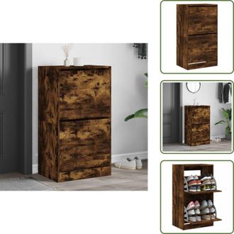 vidaXL Vidaxl - Schuhschrank mit 2 Klappen R&auml;uchereiche 60x42x108 cm - Schuhschrank - Schuhregal - Schuhorganisation - Holzwerkstoffm&ouml;bel - Garderobe