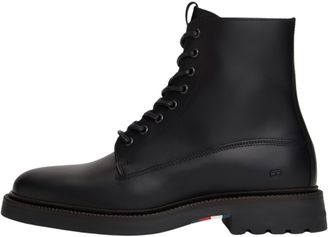 Tommy Hilfiger Herren Mid Boot Stiefel Comfort aus Leder, Schwarz (Black), 43