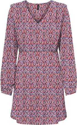 Only Damen Onlnova Life VIS L/S Monica Dress Kleid, Red Orange/AOP:591 Soul, X-Small