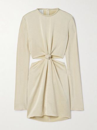 Nanushka Tazia Minikleid Aus Gehämmertem Satin Mit Velourslederbesatz Und Cut-outs - Creme