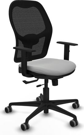 Piqueras y Crespo Schreibtischstuhl aus grauem Netzgewebe mit 1D-Armen, h&ouml;henverstellbare Lendenwirbelst&uuml;tze, ausgestattet mit Syncro/Traslack und eingespritztem Schaum