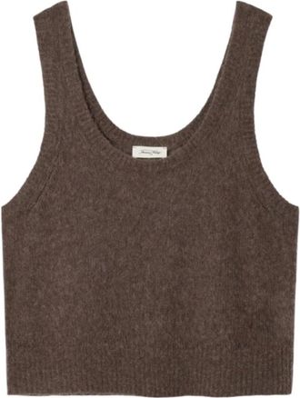 American Vintage Femme, Tops, Brun, Taille: 38 FR Pull ajust&eacute; &agrave; col rond