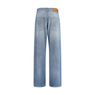 Ermanno Scervino Textured Cotton Baggy Jeans - Blue