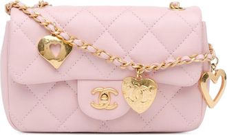 Chanel Hobo Bags - Mini Quilted Lambskin Heart Charms Flap - Gr. unisize - in Gold - f&uuml;r Damen