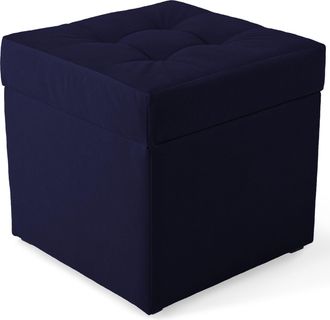 MG Design Polsterhocker 45 x 45 cm Dunkelblau mit Stauraum (ca. 50 L), bis 300 kg belastbar, ohne Montage & leicht zu reinigen, angenehm matt mit feiner Struktu