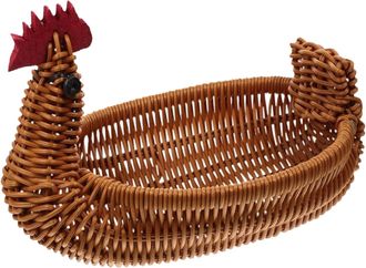 Generico Obstkorb - Servierschale in H&uuml;hnerform | gewebtes Obst, Rattan-Organizer f&uuml;r Gem&uuml;se, Kartoffeln, Brot, Kekse, Chips, K&uuml;che, Speisekammer, Theke, Tisch