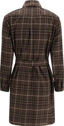 Burberry House Check Cotton Shirt Dress - Brown