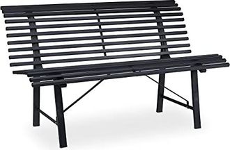 Relaxdays Gartenbank, 2 Sitzer, HBT: 79 x 130 x 75 cm, robuster Stahl, wetterfeste Sitzbank, stabile Parkbank, anthrazit