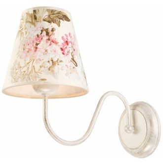 Licht-Erlebnisse Licht-erlebnisse - Applique murale Floral Cr&egrave;me Blanc Rose Abat-jour Tissu Campagne E27