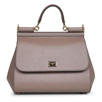 Dolce & Gabbana Femme, Sacs, Gris, Taille: ONE Size Sac &agrave; bandouli&egrave;re en cuir avec impression l&eacute;opard