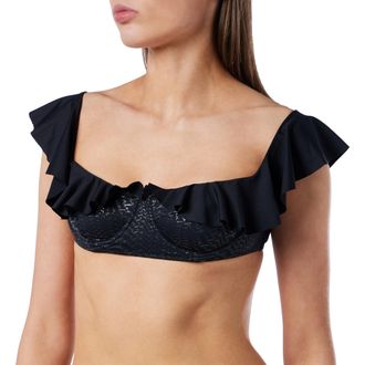 Pinko Ivy Top Bikini Tecno Jersey LOGATO mit Rouches, Z99_Schwarz Limousine, M