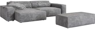 DELIFE Eckcouch Sirpio XL Mikrofaser Taupe 270x170 cm Recamiere variabel mit Hocker