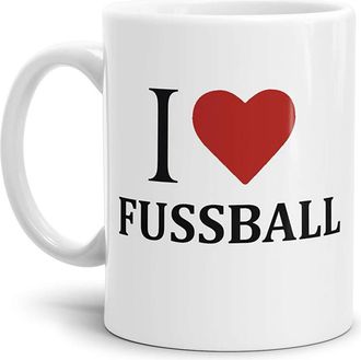 Tassendruck Tasse mit Spruch/Motiv/Design - Kaffeetasse Teetasse Mug Cup I Love Fussball - Qualit&auml;t Made in Germany