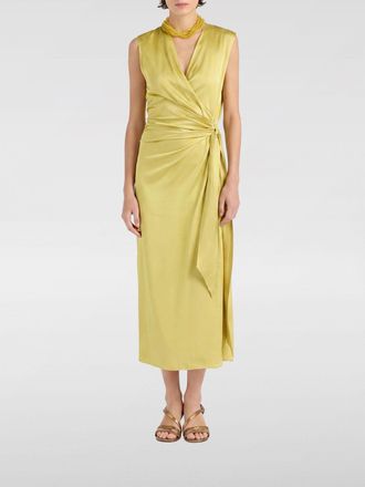 Momoni Robe portefeuille midi en satin &agrave; col V et fente lat&eacute;rale