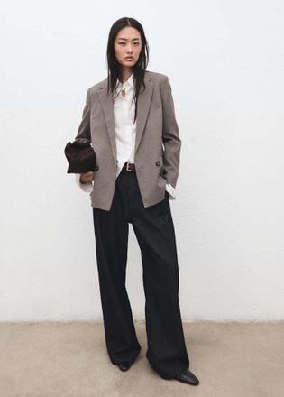 Mango Doppelreihiger Blazer mit Mikro-Pata-de-Gallo-Muster bordeaux - Damen - XXS - MANGO