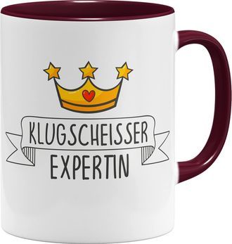 OM3 witzige Klugscheisser Expertin Tasse für alle Besserwisser Statement | Keramik Becher | 11oz 325ml | Beidseitig Bedruckt | Bordeaux