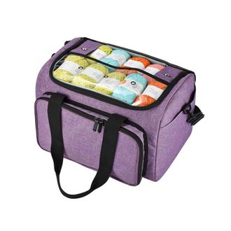 Generic Ausverkaufs-Stricktasche, Garn-Trage-Organizer mit Innenteiler for Wolle, H&auml;kelnadeln, Nadeln, N&auml;hset, DIY-Aufbewahrung(Purple Color Bag)