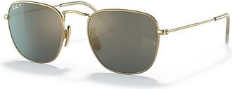 Ray-Ban Frank Titanium Sonnenbrillen Gold Fassung Blau Glas Polarisiert 51-20