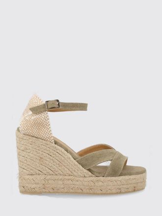 Castaner Espadrilles compens&eacute;es Bruna en toile de coton avec bout ouvert et bride de cheville