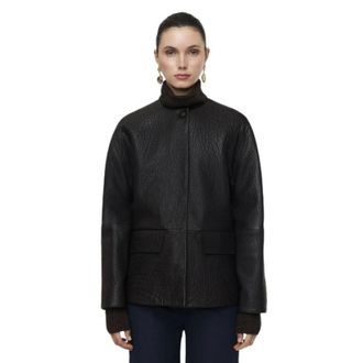 Joseph Femme, Vestes, Brun, Taille: 34 FR Barbs Pebble Leather Jacket