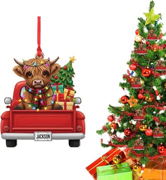 Generic Schottische Hochl&auml;nder Weihnachtsdekoration,2D Acryl Party Dekoration - Kuh Festival Anh&auml;nger - f&uuml;r Innen Haus Weihnachtsbaum Hotel Schlafzimmer Wohnz