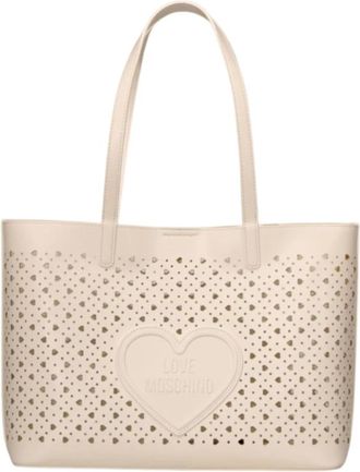 Love Moschino Femme, Sacs, Blanc, Taille: ONE Size Heart Cut-Out Tote Bag
