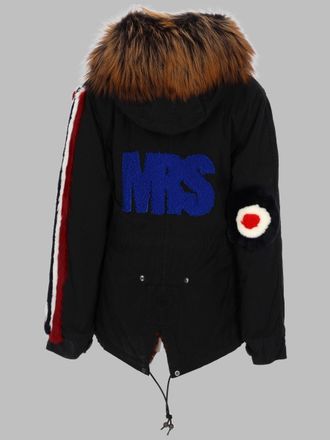 Mr & Mrs Italy Cotton with Fur Inserts Parka - Black