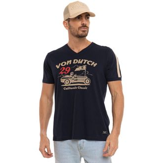 Von Dutch T-shirt homme regular fit col V en jersey Flag