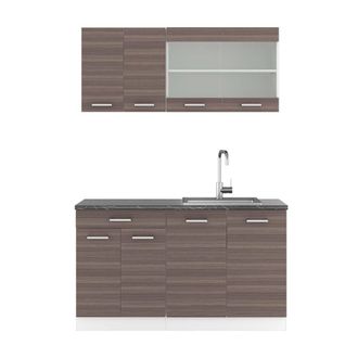 Vicco Singleküche R-Line, Küchenzeile Single, Edelgrau/Weiß, 140 cm, AP Anthrazit