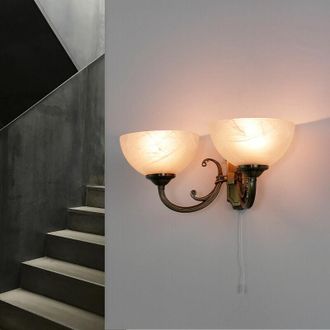 Licht-Erlebnisse Wandlampe marlene mit Glasschirm Wei&szlig; Bronze