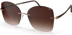 Silhouette Lunettes de Soleil TERRANEA RIMLESS 8193 ROSE GOLD - DARK BROWN/RED BROWN Tailleunique unisexe