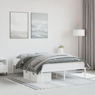 vidaXL Cadre de lit m&eacute;tal blanc 140x190 cm