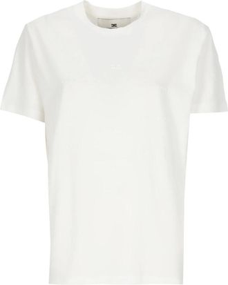 Elisabetta Franchi Femme, Tops, Blanc, Taille: 36 FR T-shirt en coton