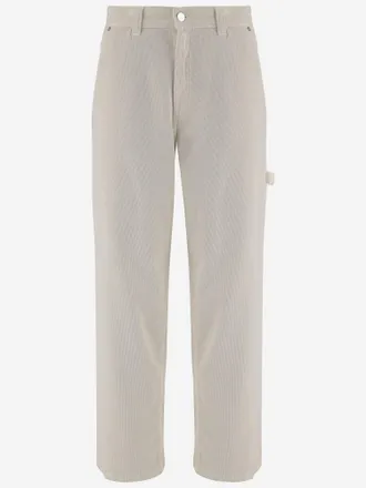 Haikure Womens Ribbed Cotton Velvet Trousers Ivory