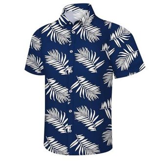 Generic Chemise hawa&iuml;enne &agrave; manches courtes pour homme - Sans plis - Boutonn&eacute;e - &Eacute;vacuation de lhumidit&eacute; - S&eacute;chage rapide - Imprim&eacute; d&eacute;contract&eacute; - Haut color&eacute; 