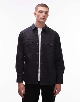 Levi's Chemise en jean décontractée style western avec fini enduit - Foncé délavé-Bleu marine