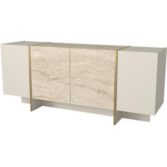 Hanah Home Buffet en bois Veyron - 180 x 46 x 75 cm - Travertin, Gr&egrave;s